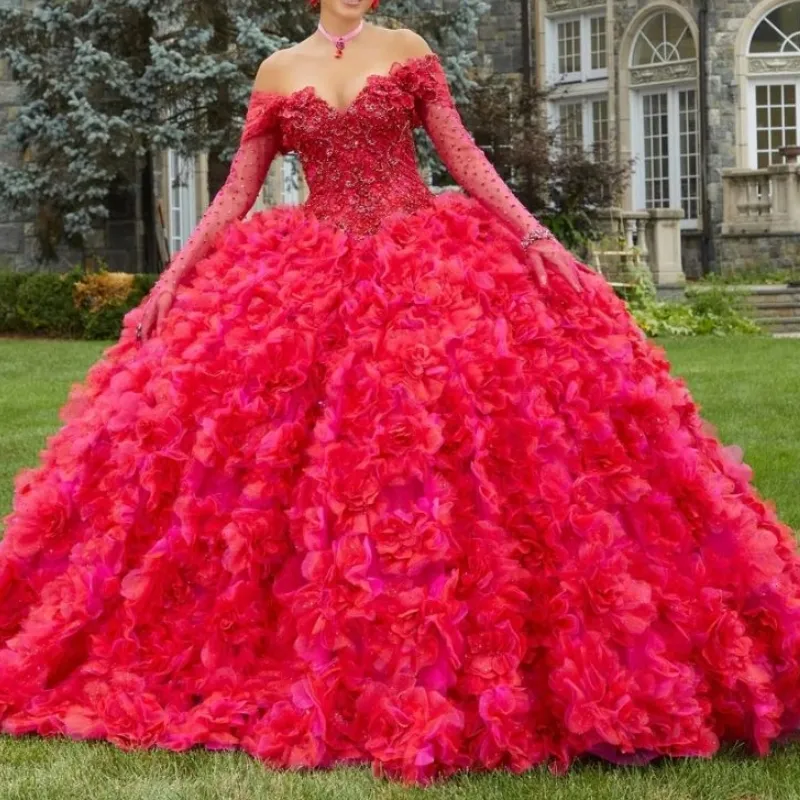 Red Shiny Princess Ball Gown Quinceanera Dress Off... From Babynice666 ...