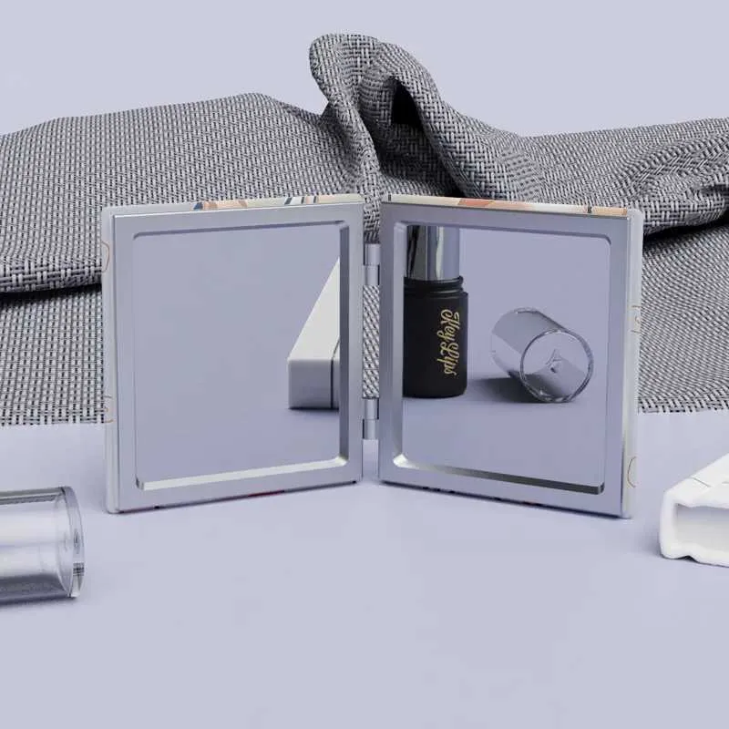 Kawaii Mini Folding Cosmetic Mirror Double-Sided Portable Square Flip ...