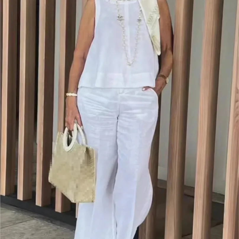 Premium Linen Pant Set: Sleeveless Summer Outfit, Wide Leg - Shop Now ...