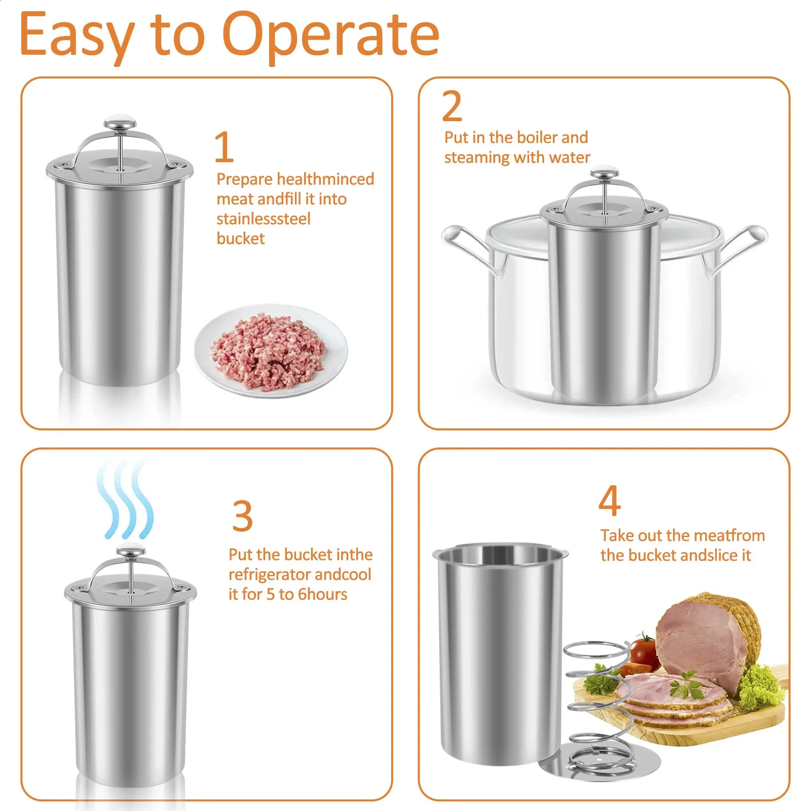 Premium 304 Stainless Steel Meat Press with Thermometer - Make Homemade ...