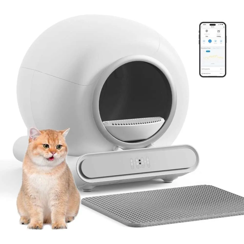 Automatic Automatic Cleaning Cat Litter Box, APP Control/Suitable For Multiple Cats From ...