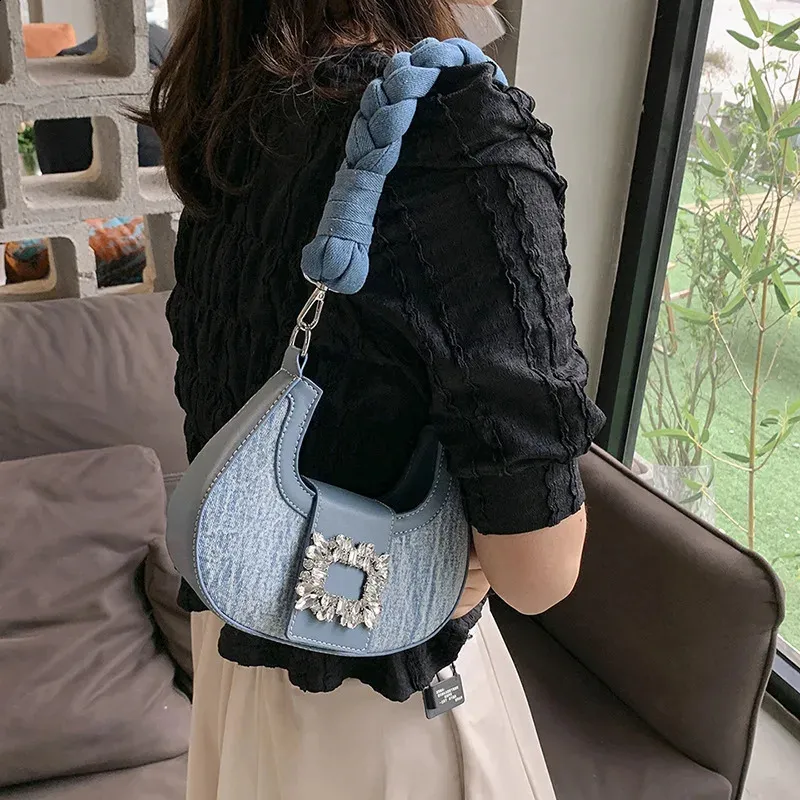 Denim Armpit Bag: Chic Women's Shoulder Bag, Small Underarm Handbag ...