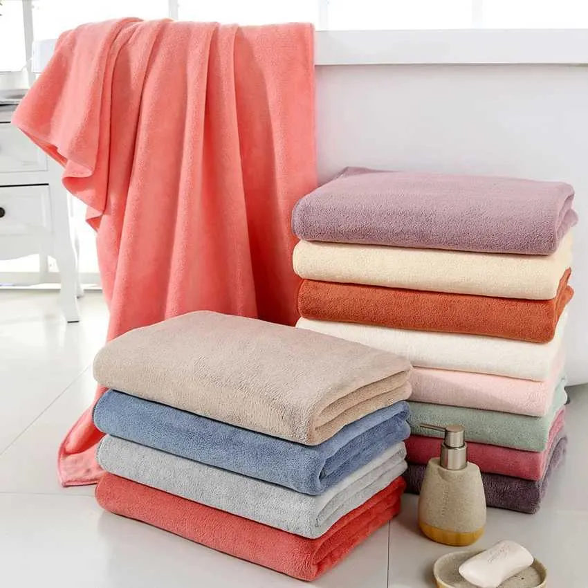 DHgate.com:Super Soft Coral Fleece Bath Towel Set, Highly Absorbent, Solid Color, for Adults ...