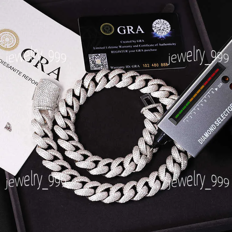 925 Sterling Silver Miami Cuban Link Chain American Diamond Necklace ...