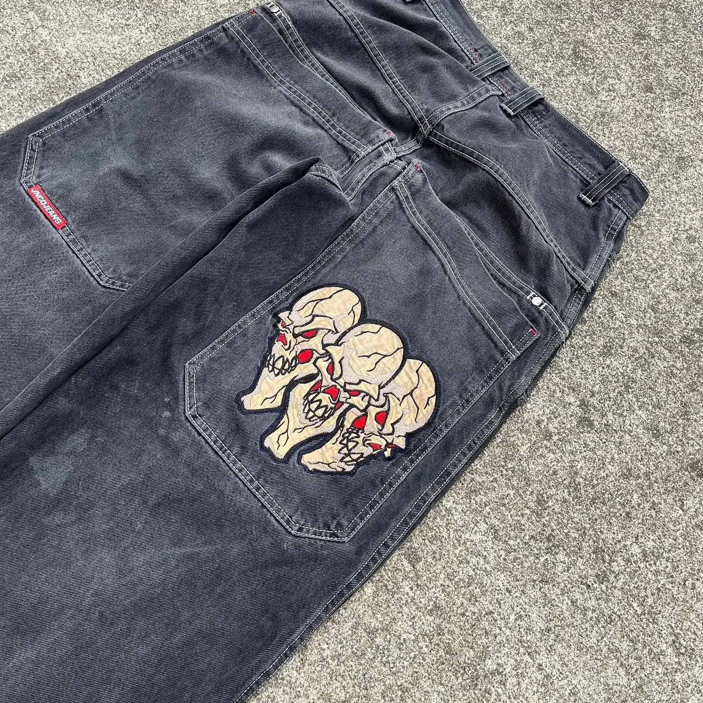 Vintage Graphic Print Skull Embroidered Denim cargo pants Vintage Graphic Print Skull Embroidered Denim cargo pants