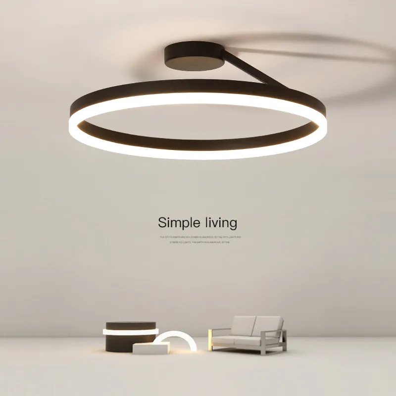 Light De Plafond LED Moderne Design Nordique, Blanc / Noir ...
