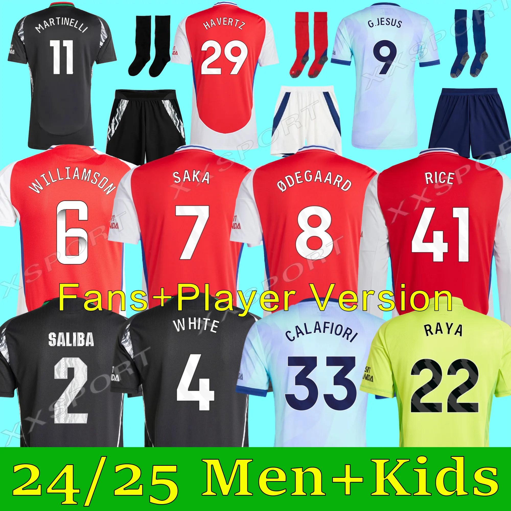 Saka Soccer Kits 22 23 24/25 SAKA Fans Player Kit With MARTINELLI ...