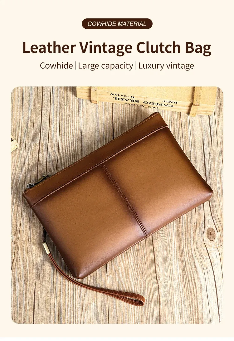 Genuine Leather Mens Clutch Casual Man Handbags Y Phone Large Capacity ...