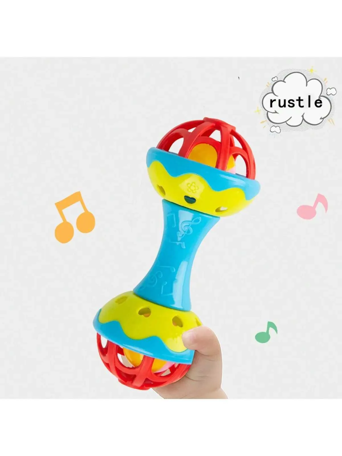 Infant Rattle Toys: Double-Ended Baby Rattle for Soothing & Sensory ...
