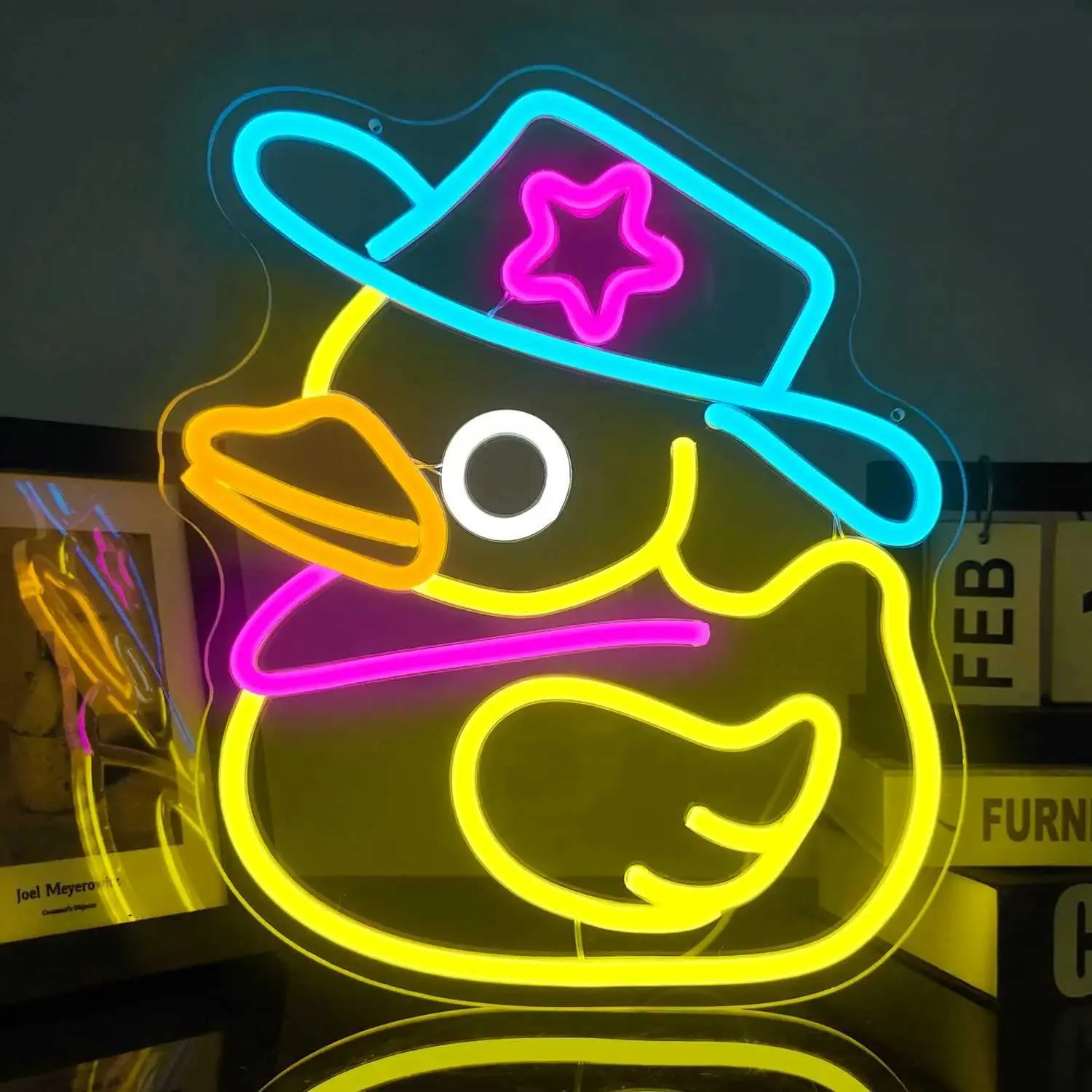 Cowboy Hat Duck Neon Sign LED Duck Night Light For Bedroom, Kids Party ...