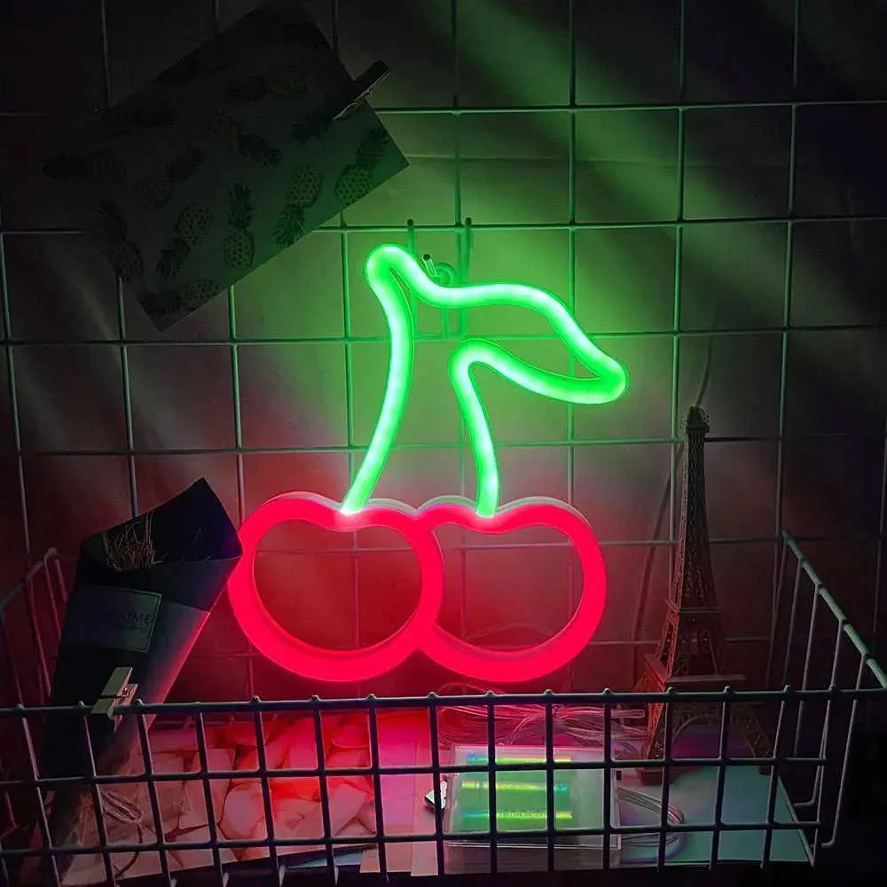 Cherry Neon Lamp USB/Battery Powered LED Neon Light Strip, IP65 ...