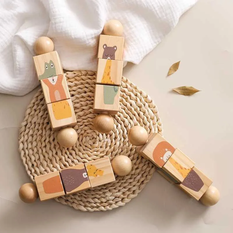 DHgate.com:Wooden Rotating Rattle Toys: Animal Matching Puzzle Blocks ...