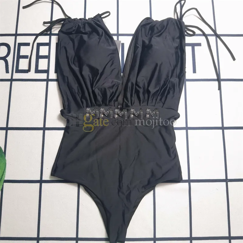 Designer Rhinestone One Piece One Piece Bikini With V Neck And Elastic ...
