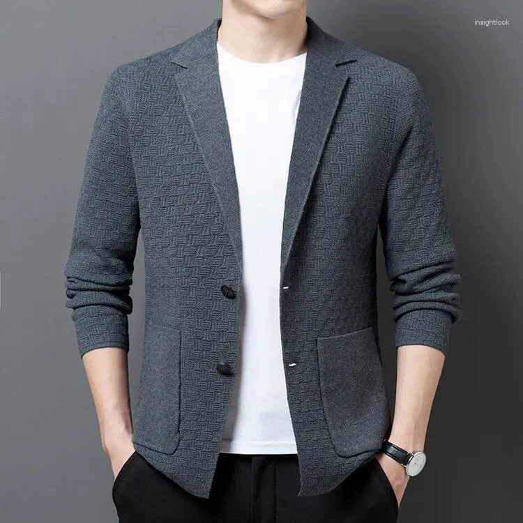 Mens Pullover Sweater Long Sleeve Knit Cardigan Coat Solid Polyester 4524