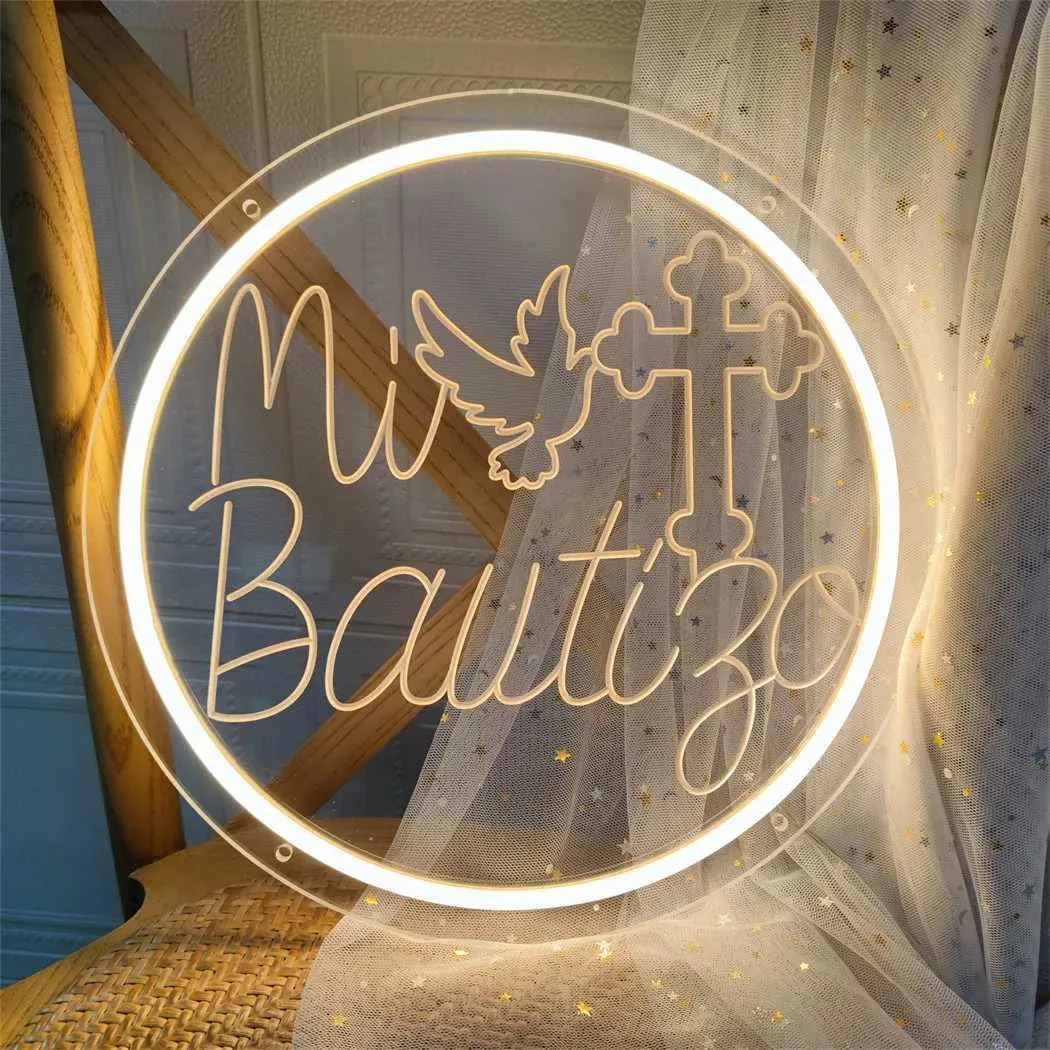 Mi Bautizo 3D Engraved Neon Sign Perfect For Parties, Home Decor, And ...