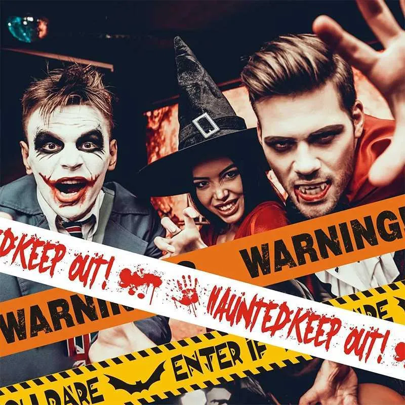 XJ240819 Halloween Warning Tape Banner Skull Danger... From Taiho_shop ...