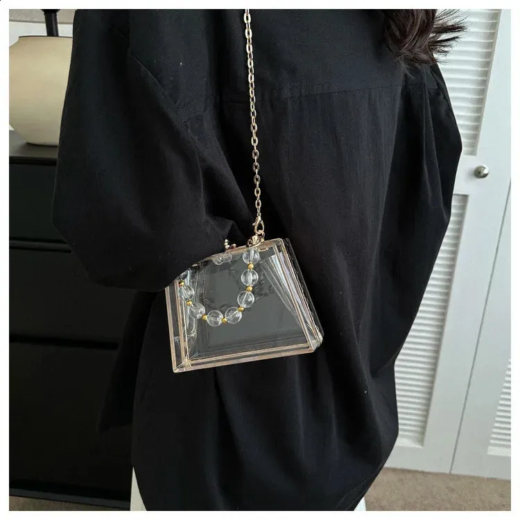 Transparent Box Bag with Pearl Handle - Chic Acrylic Shoulder Bag, Shop ...