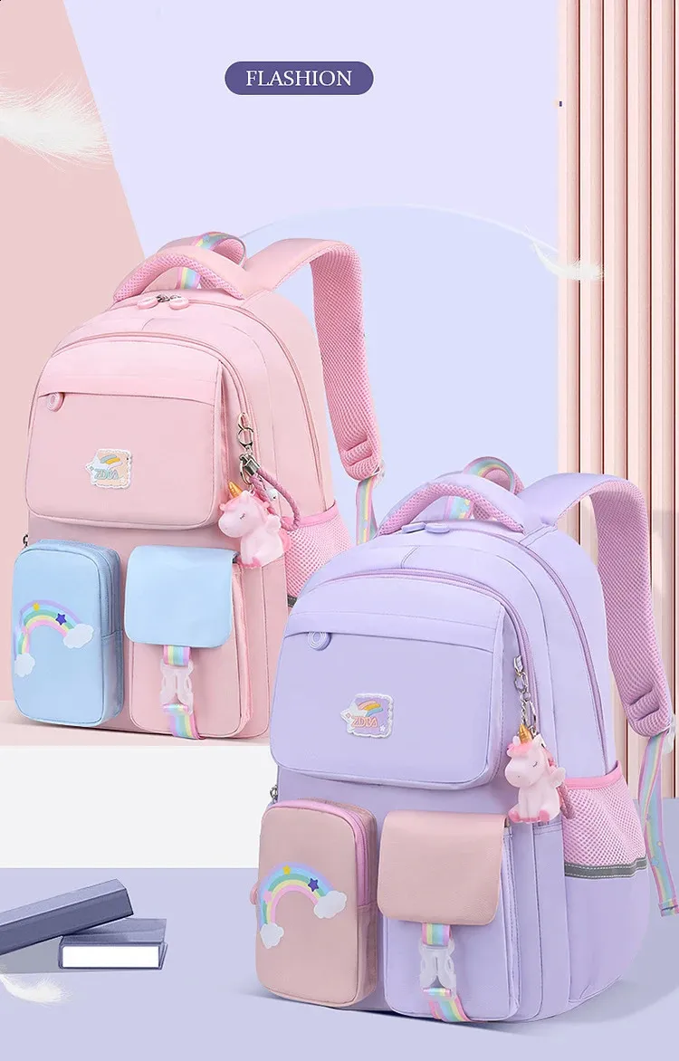 Rainbow Backpacks: Korean Style Shoulder Bag For Teen Girls Waterproof ...