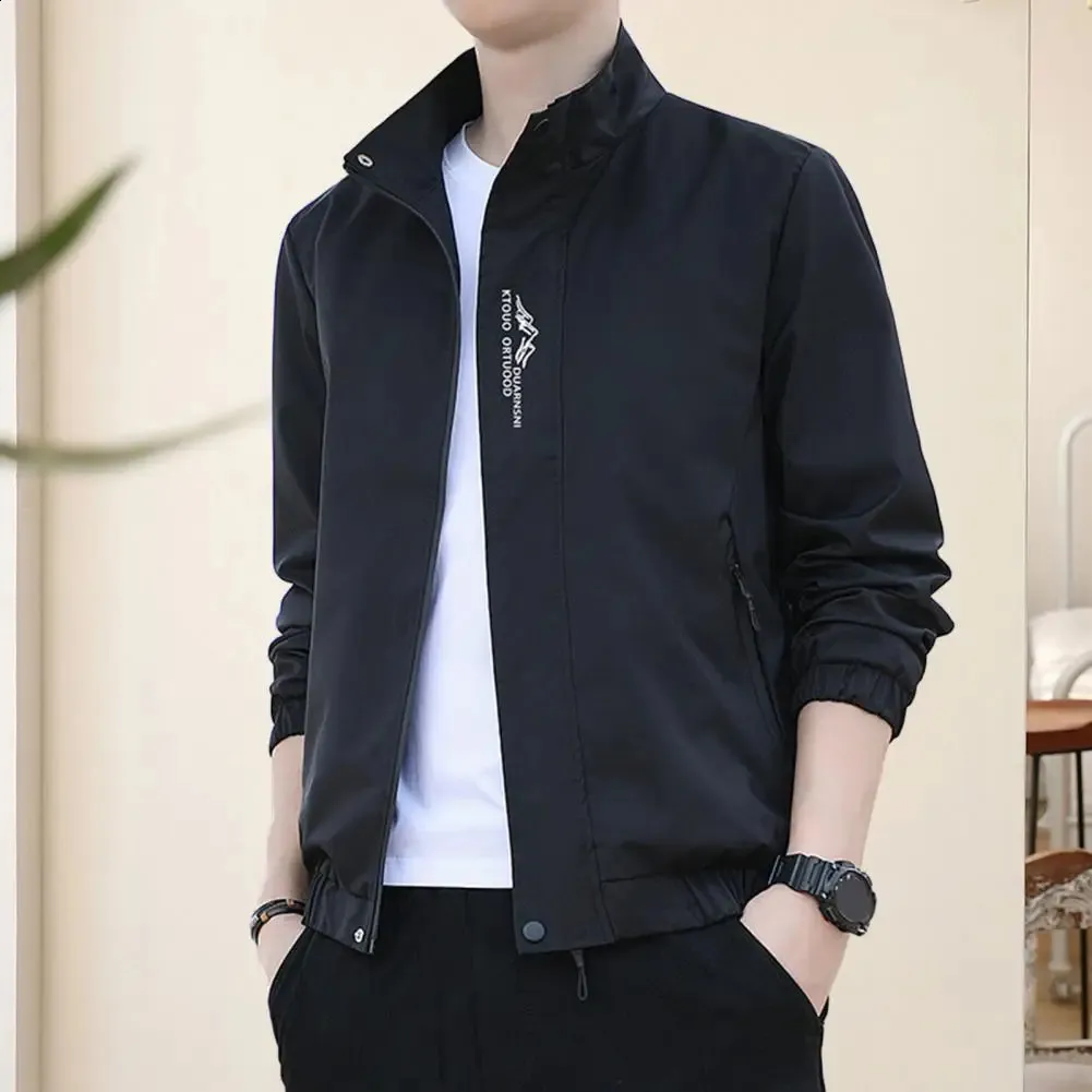 Mens Spring Jacket: Slim Fit Windbreaker with Embroidered Detail - Shop ...