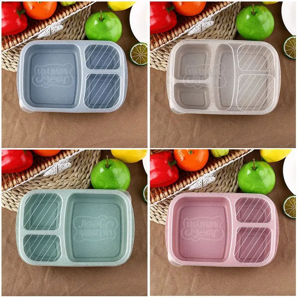 Eco Lunch Box with Compartments - Portable Wheat Straw Food Container ...