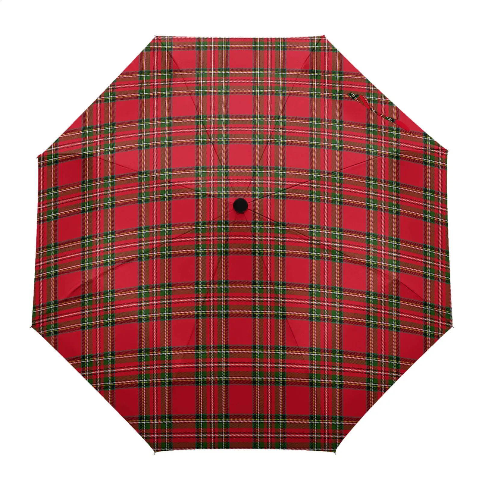 Christmas Winter Red Green Plaid Outdoor Umbrella For Women Fully ...
