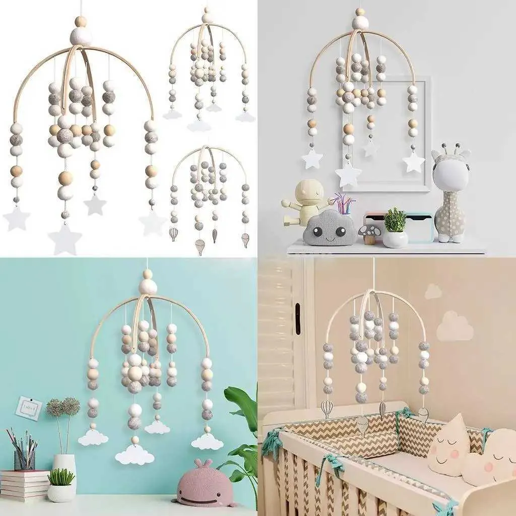 Wooden Crib Mobile: Nordic Style Wind Bell Rattle for Baby Nursery ...