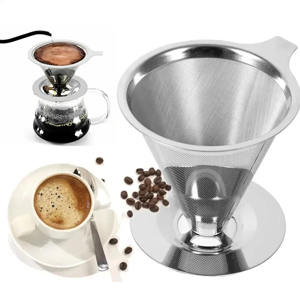 Premium Stainless Steel Double Layer Coffee & Tea Strainer - Reusable ...