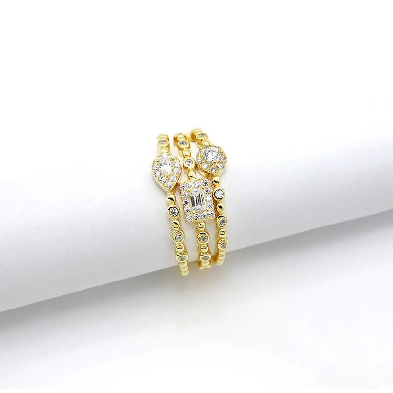 Trendy Concise Geometry 14k Gold Color Stacking Rings for Women, Dainty ...