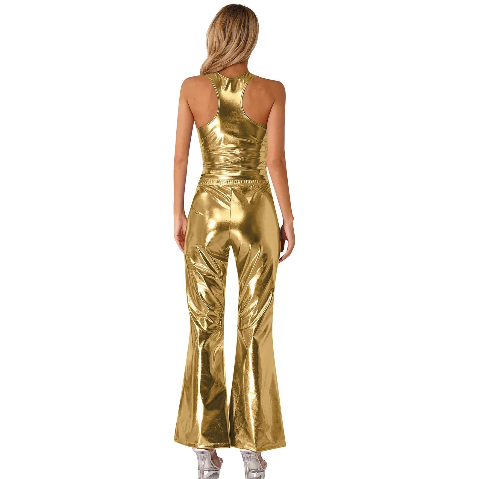 Metallic Leotard Women's Disco Jumpsuit - Metallic Silver Party ...