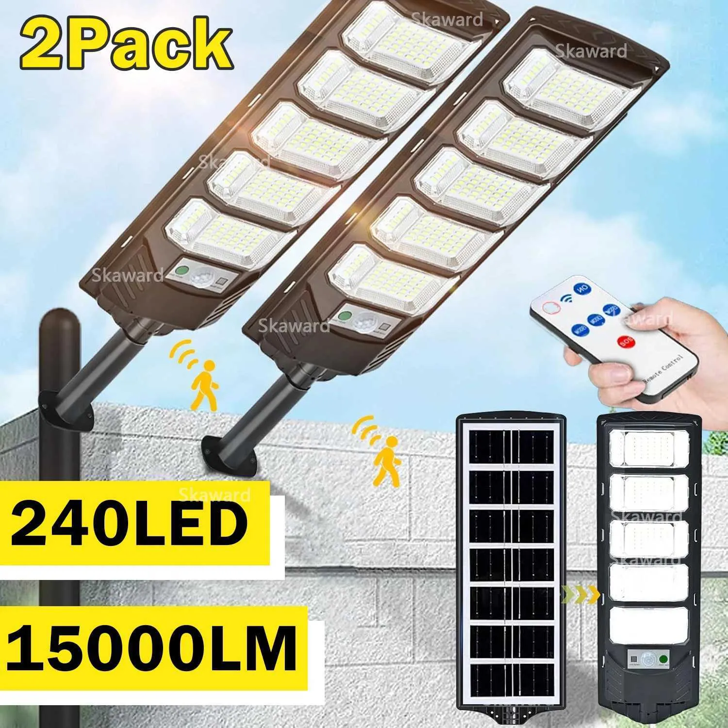 DHgate.com:2 PackWaterproof Solar Street Lights, 15000LM Super Bright ...