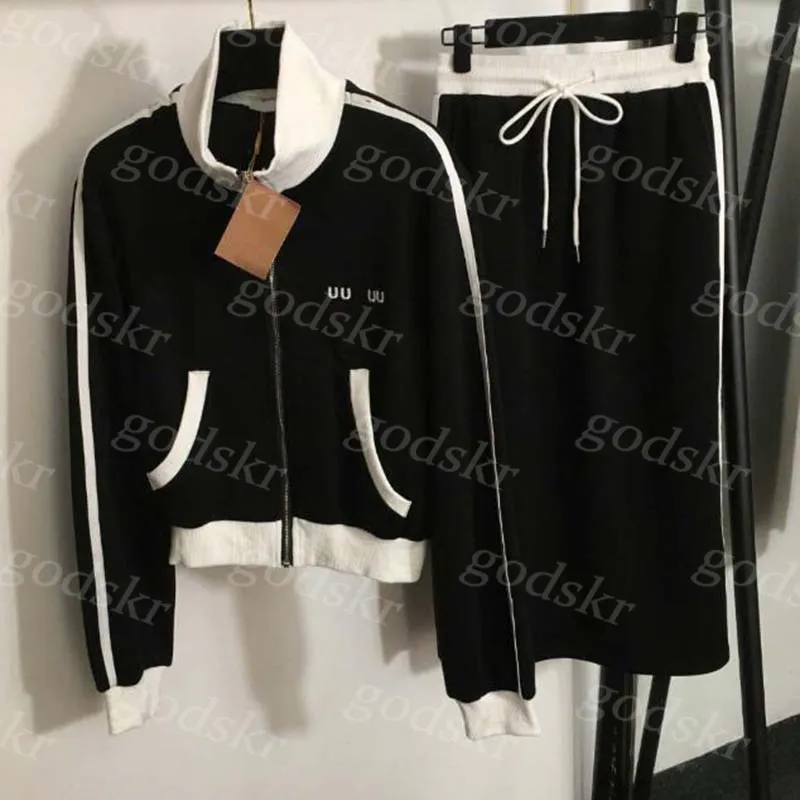 Alphabet Embroidery Tracksuit Women Stand Collar Long Sleeved Zipper ...