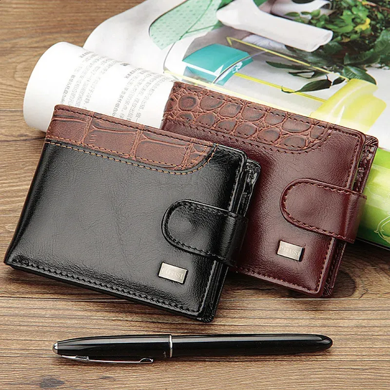 Premium Leather Trifold Wallet for Men - Casual Patchwork Design ...
