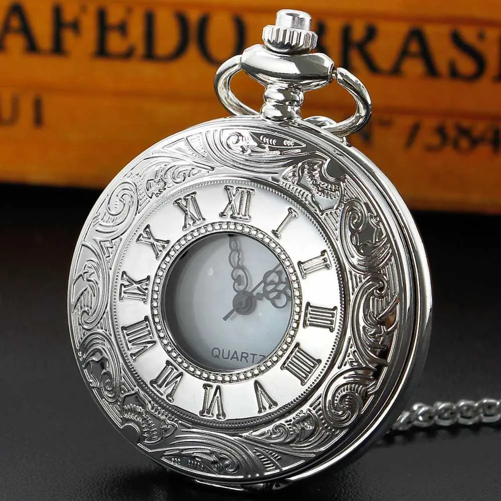 Silver Quartz Pocket Watch Necklace Antique Roman... From Swallow_house ...