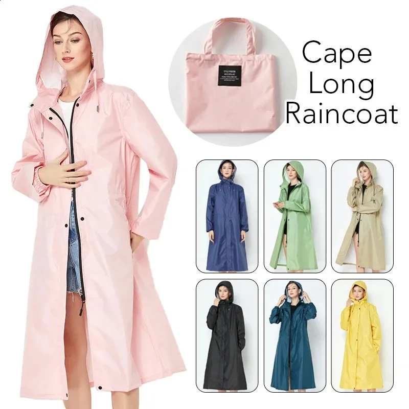 Waterproof Long Raincoat: Lightweight Hooded Trench Jacket for Women ...