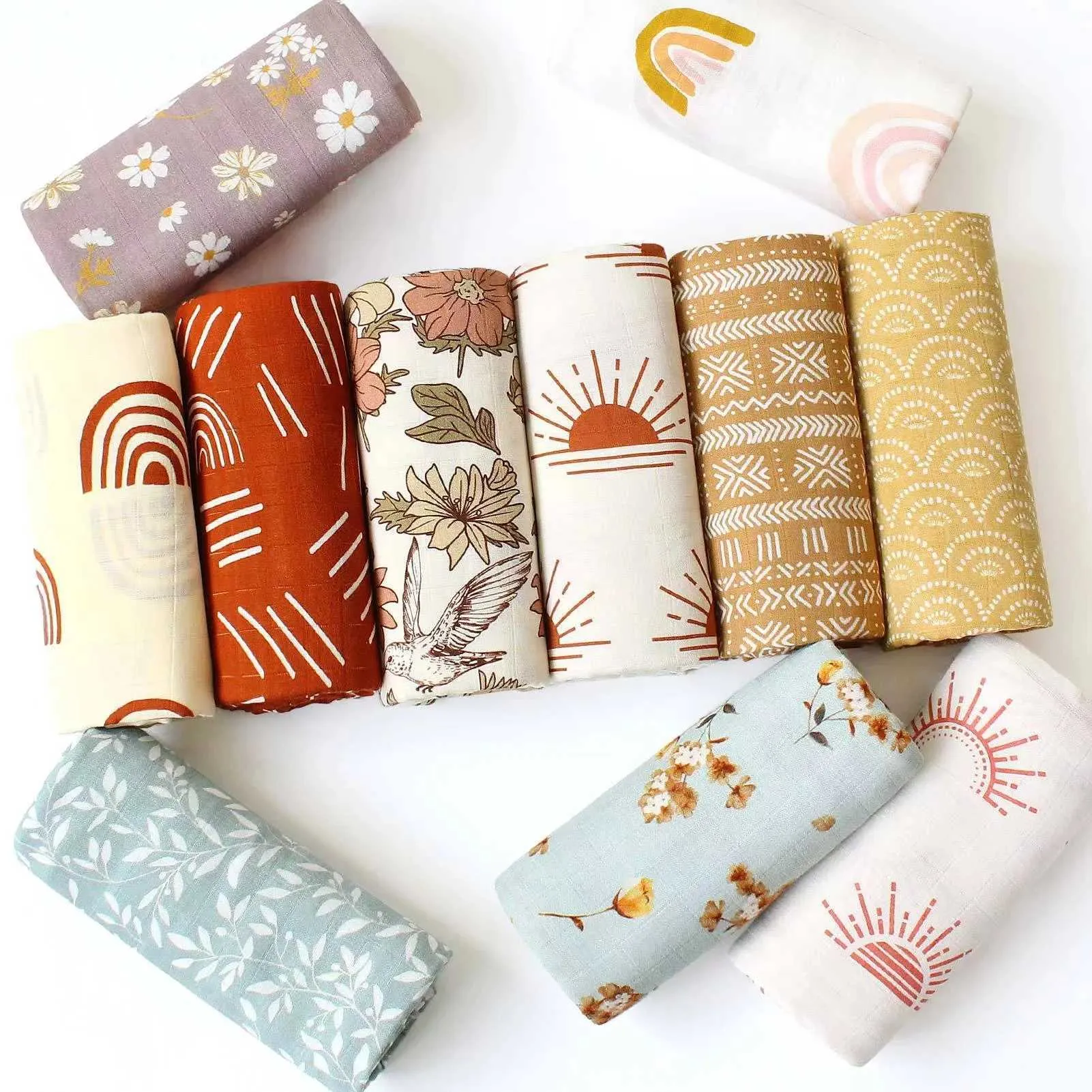 Premium Bamboo Cotton Baby Swaddle Blanket - 120x120cm, Multi-Use Gauze ...