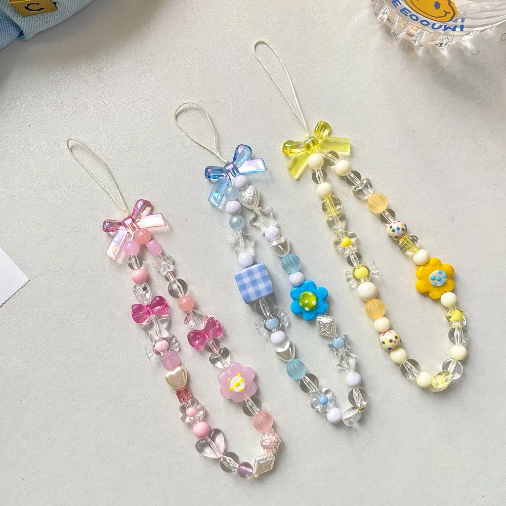 Charming Beaded Flower Phone Case Charm - Elegant Jewelry Hand Rope ...
