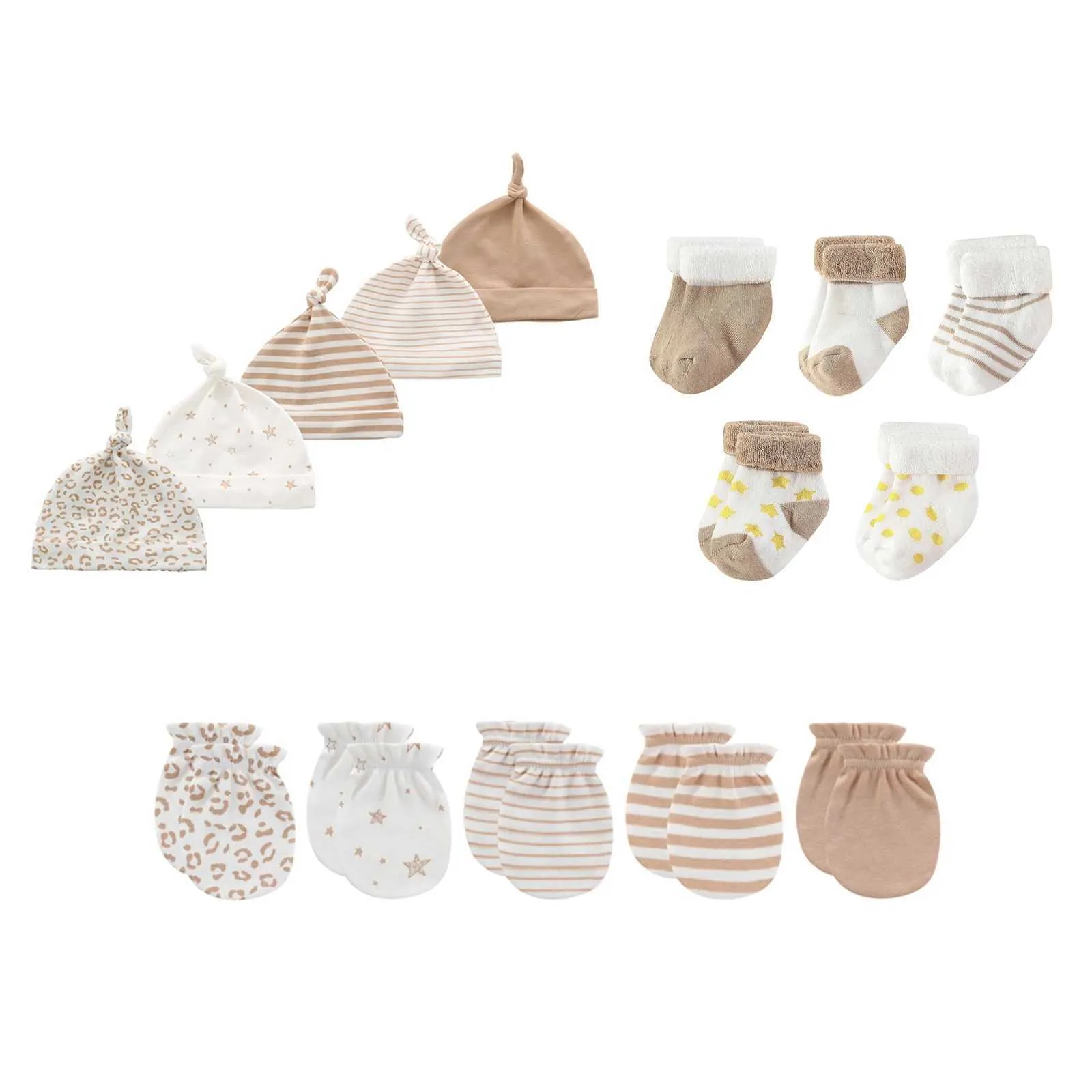 Baby Newborn Cotton Gloves Hats & Socks Set Solid Colors, 0 12 Months ...
