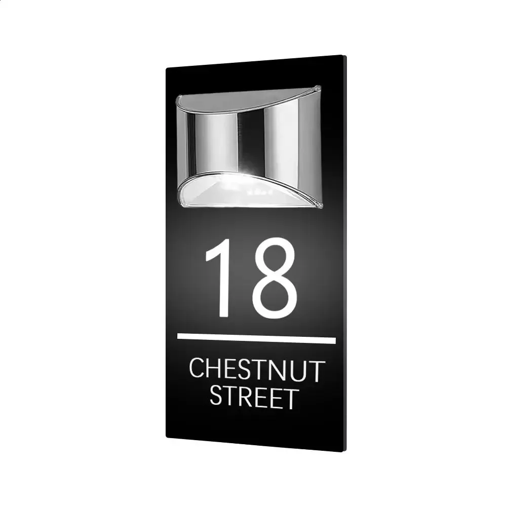 Modern Solar Powered Address Sign - Illuminated House Sign ...
