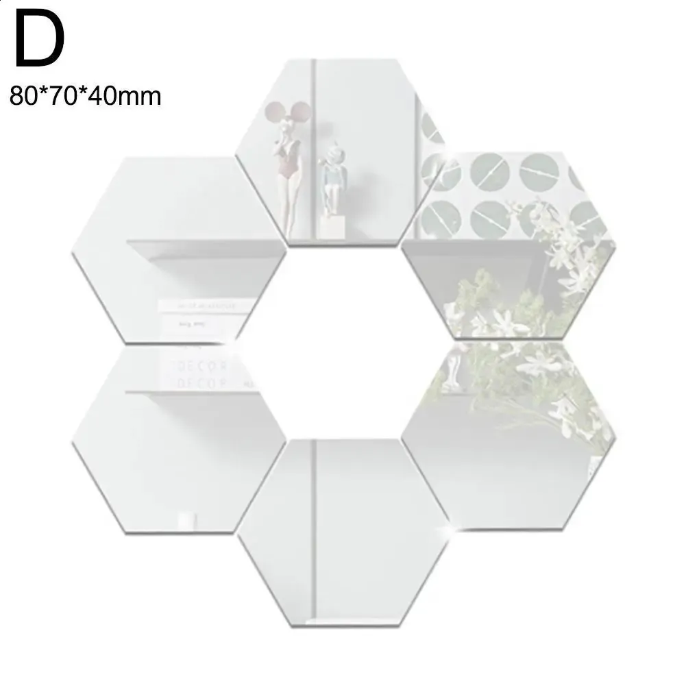 Hexagon Mirror Stickers: DIY Acrylic Wall Decor, Home Splicing, Bright ...