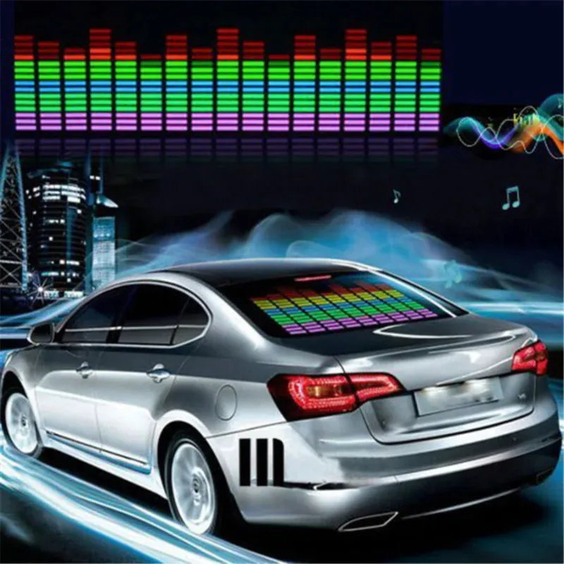 Sound Activated Car LED Light - Music Equalizer, Rear Windshield Neon ...