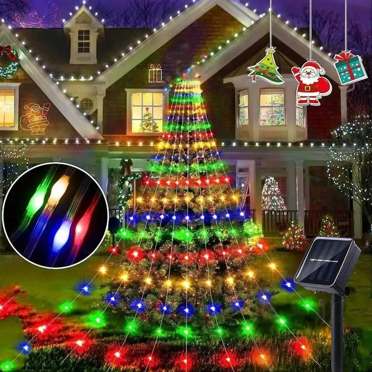 180 LED Solar Waterfall Lights: Decorative Outdoor Solar Garden Lights ...