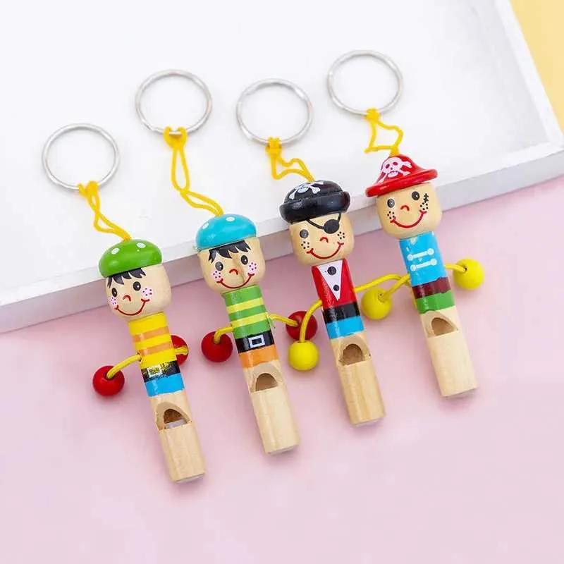 Cartoon Pirate Wooden Whistle Toy - Kids' Musical Education Instrument ...