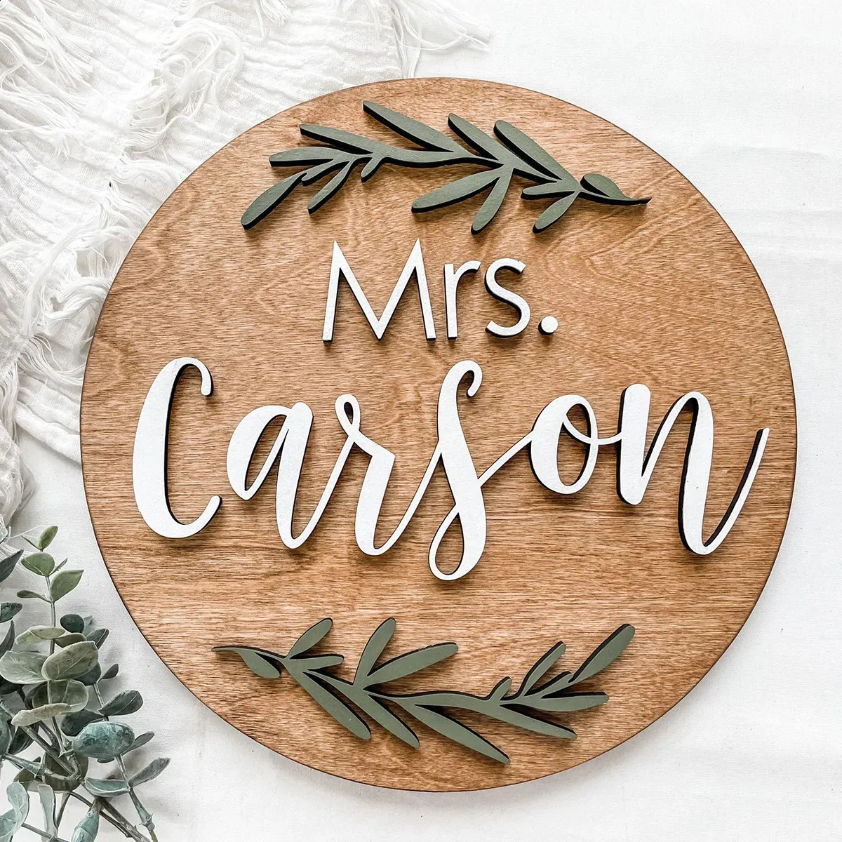 Custom Teacher Name Sign Perfect Appreciation Gift Round Wooden Door ...