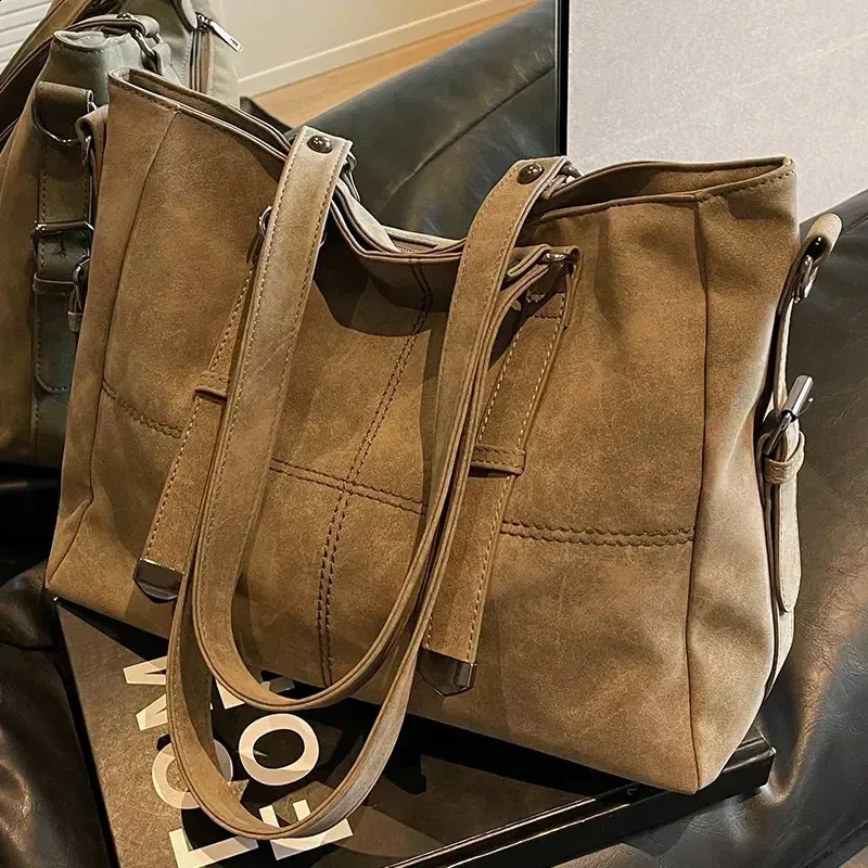 Nubuck Leather Quilted Tote Bag For Women Serviceable Suede, Large ...
