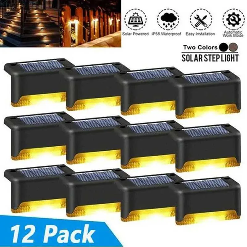 Solar Lights for Outside Steps - 12 Pack Waterproof LED Deck Stair ...