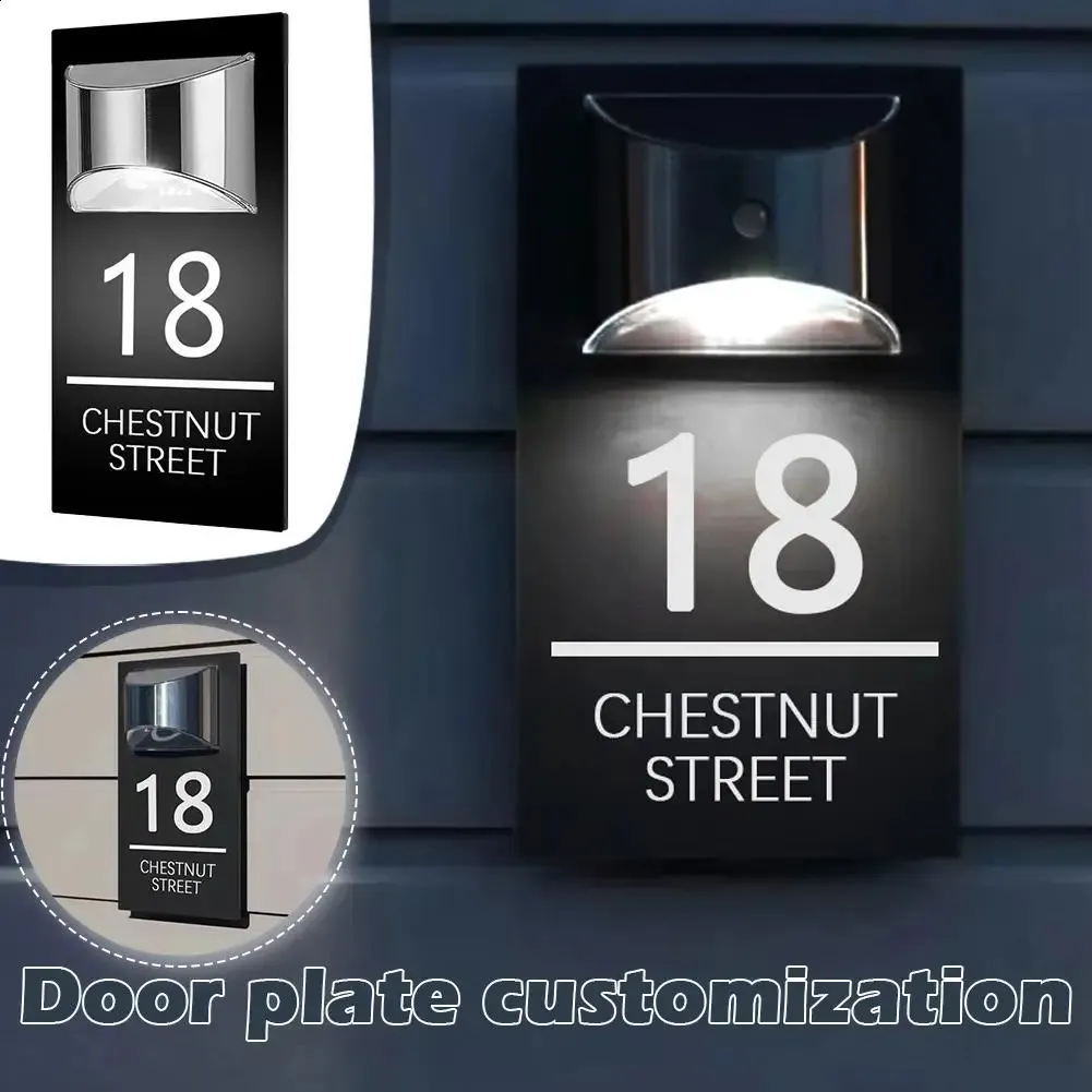 Modern Solar Powered Address Sign - Illuminated House Sign ...