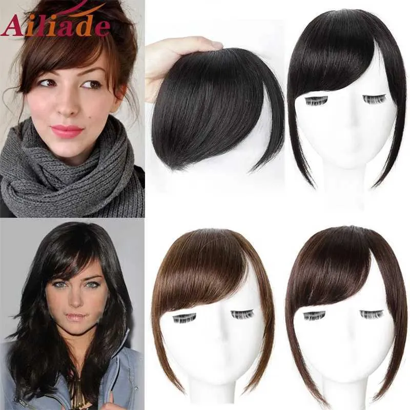 Clip in Bangs - Black Brown Fringe Hair Extension, Natural Synthetic ...