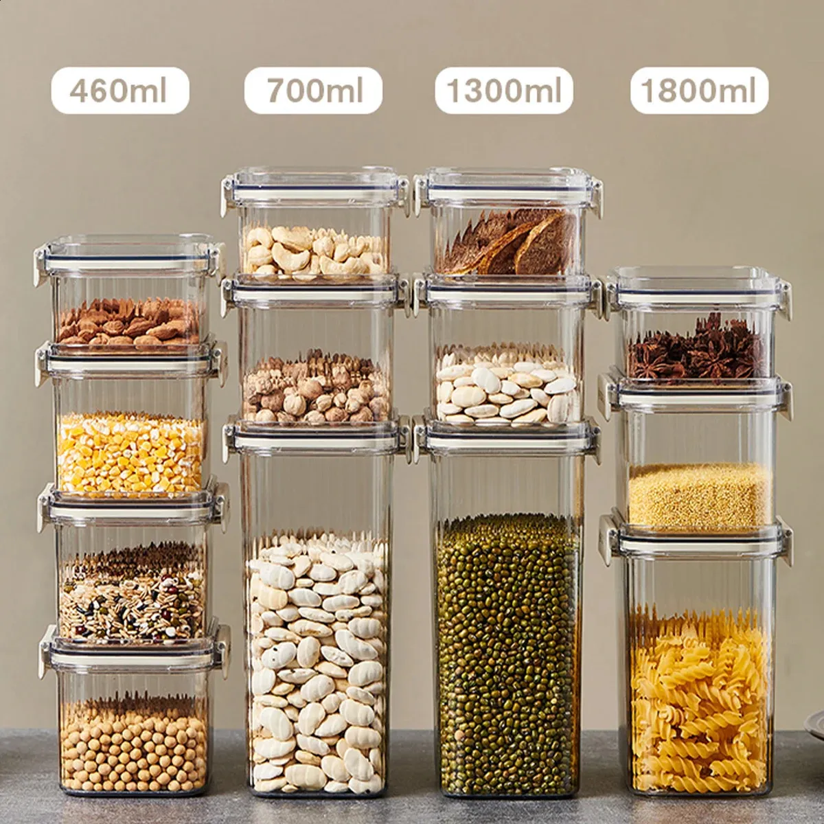 Airtight Pantry Food Storage Containers - Transparent Kitchen Organizer ...
