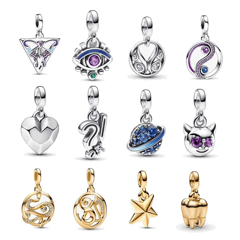 925 Original DIY Pandora Beads For Jewelry Making ME Eye Balence Yin ...