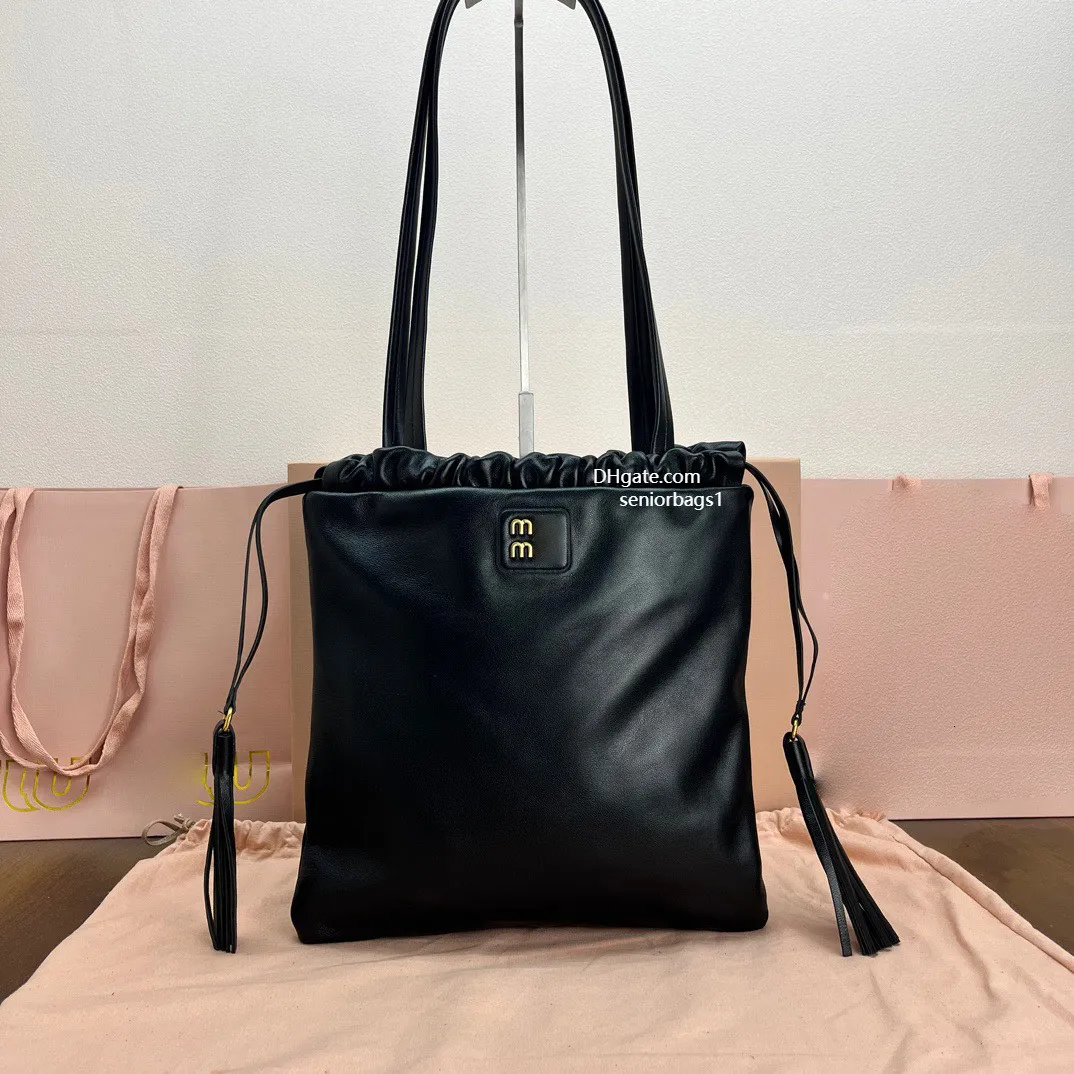 Drawstring Tote Bag, Genuine Leather Underarm Hobo Bags For Women ...